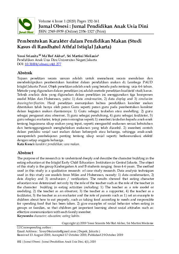 (PDF) Pembentukan Karakter dalam Pendidikan Makan (Studi Kasus di ...