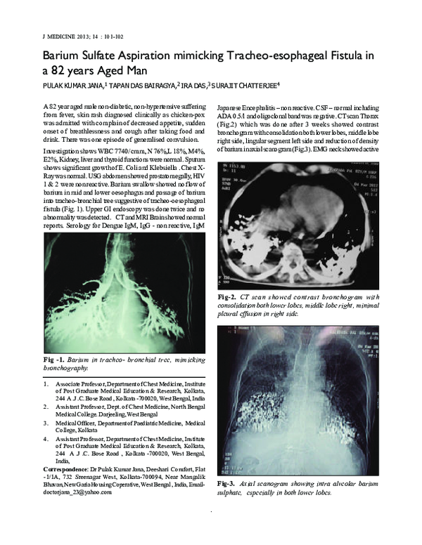(PDF) Barium Sulfate Aspiration mimicking Tracheo-esophageal Fistula in ...