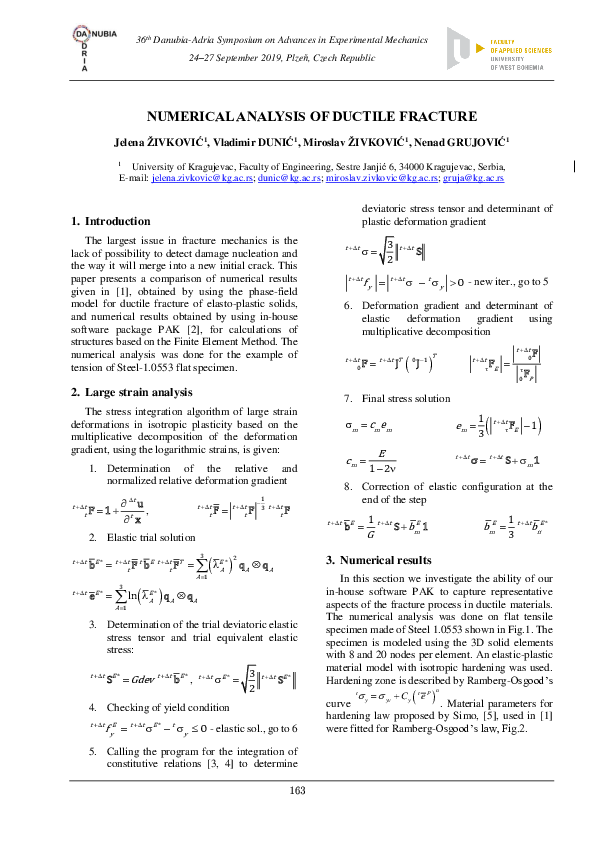 (PDF) Numerical analysis of ductile fracture