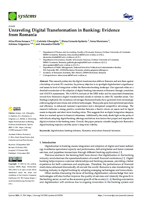 (PDF) Unraveling Digital Transformation in Banking: Evidence from Romania
