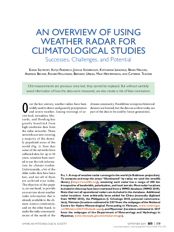 (PDF) An Overview of Using Weather Radar for Climatological Studies ...