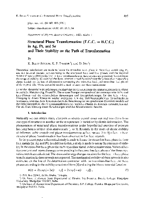 (PDF) Structural Phase Transformation (F.C.C. → B.C.C.) in Ag, Pt, and Sr and Their Stability on ...