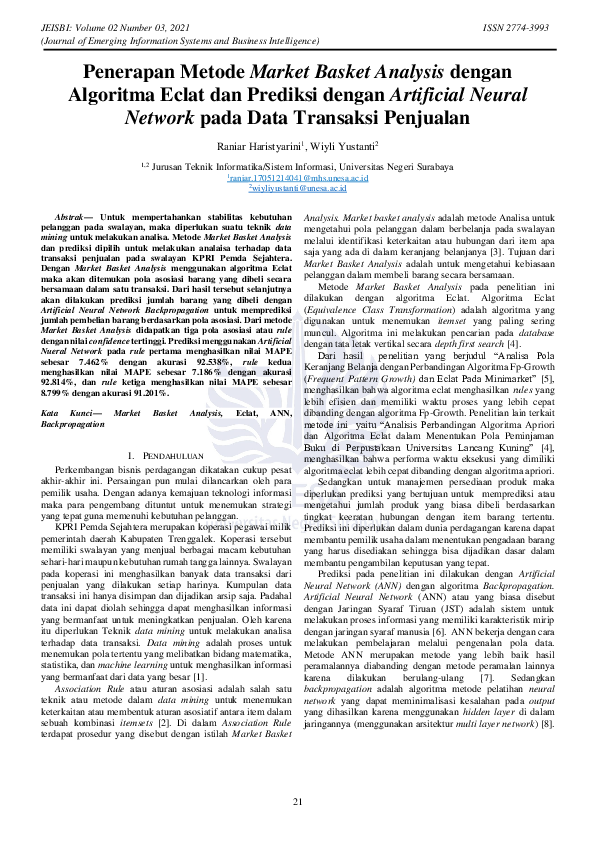 (PDF) Penerapan Metode Market Basket Analysis dengan Algoritma Eclat ...