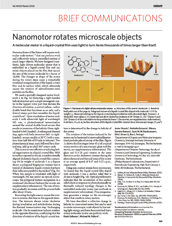 (PDF) Nanomotor rotates microscale objects | Dick Broer - Academia.edu