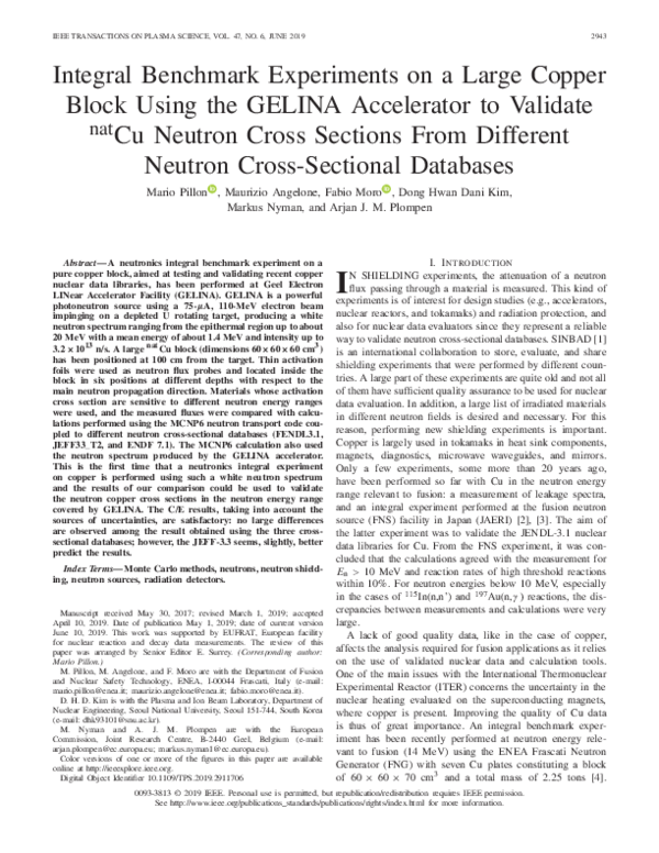 (PDF) Integral Benchmark Experiments on a Large Copper Block Using the GELINA Accelerator to ...