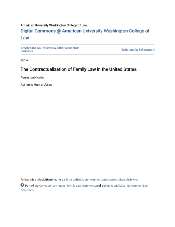 (PDF) The Contractualization of Family Law in the United States ...
