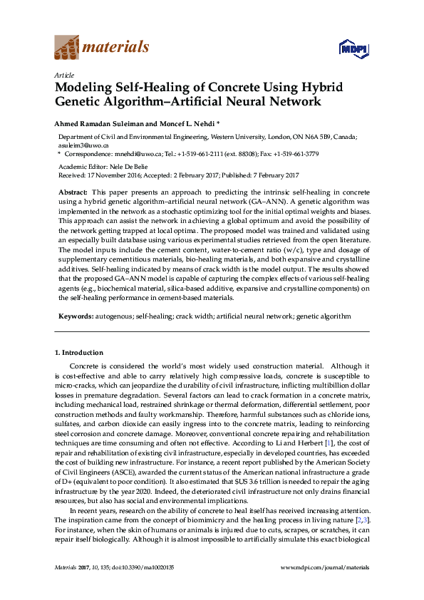 (PDF) Modeling Self-Healing of Concrete Using Hybrid Genetic Algorithm–Artificial Neural Network