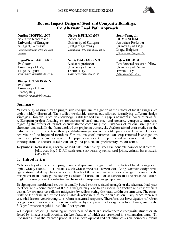 (PDF) Robust Impact Design of Steel and Composite Buildings