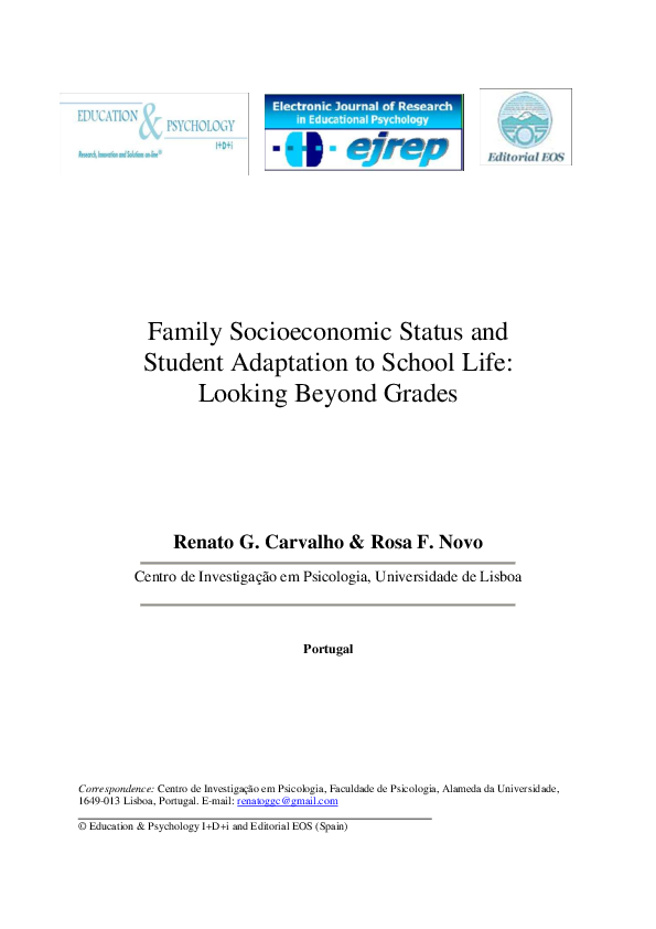(PDF) Family Socioeconomic Status and Student Adaptation to School Life ...