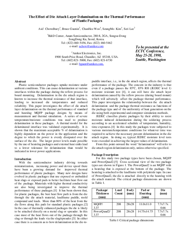 (PDF) The effect of die attach layer delamination on the thermal ...
