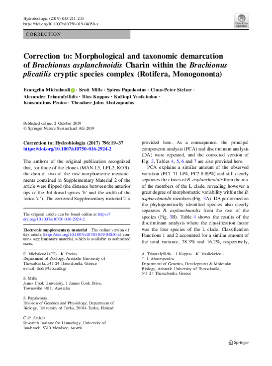 (PDF) Morphological and taxonomic demarcation of Brachionus ...