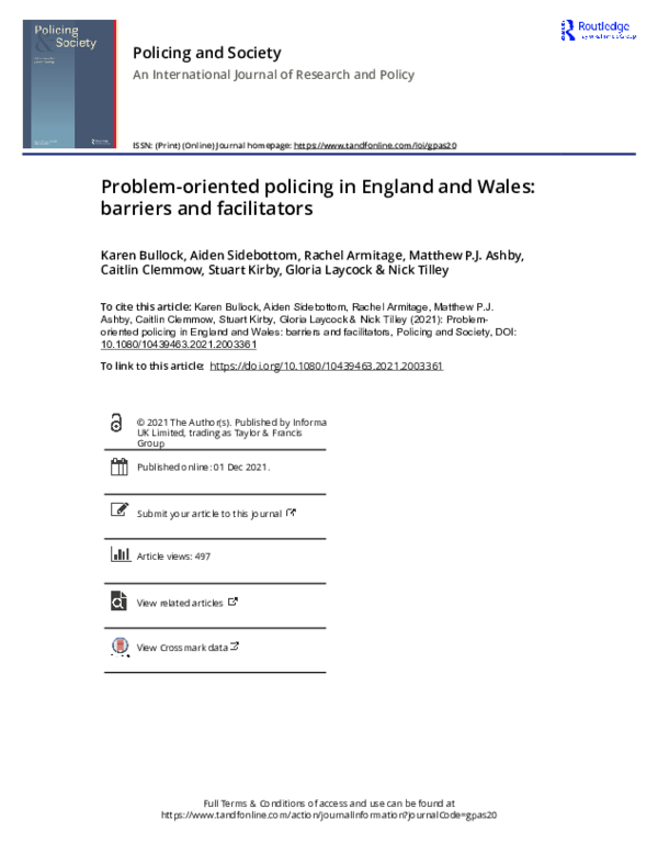 (PDF) Problem-oriented policing in England and Wales: barriers and facilitators