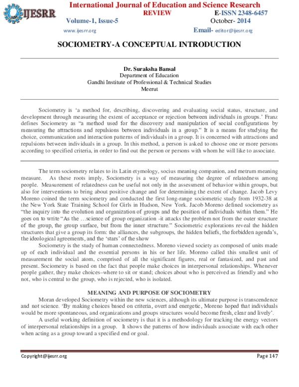 (PDF) Sociometry-A Conceptual Introduction