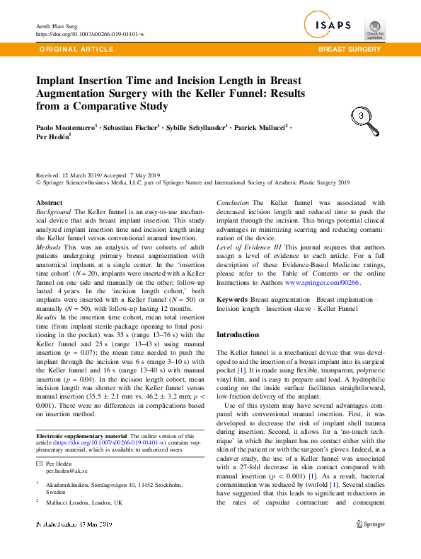 (PDF) Implant Insertion Time and Incision Length in Breast Augmentation ...