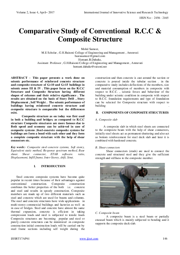 (PDF) Comparative Study of Conventional R.C.C & Composite Structure | mohd sameer - Academia.edu