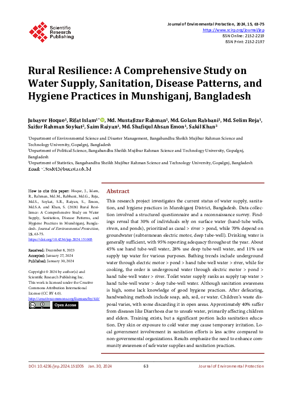 (PDF) Rural Resilience: A Comprehensive Study on Water Supply ...