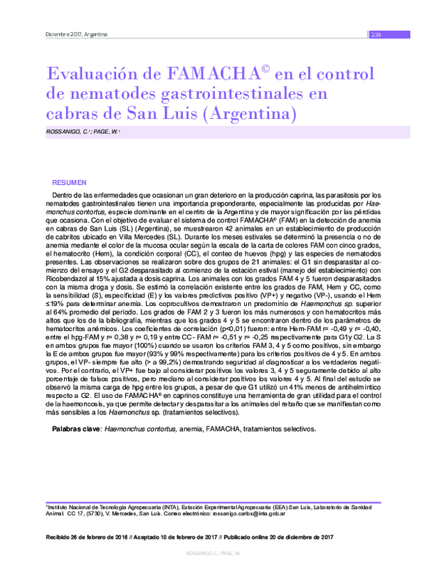 (PDF) Evaluación de FAMACHA© en el control de nematodes ...