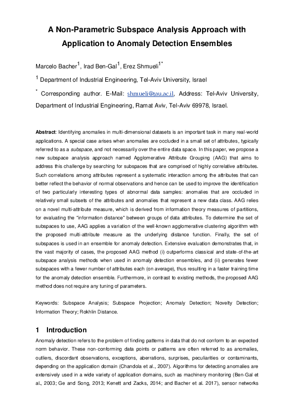 A Nonparametric Subspace Analysis Approach With Application To Anomaly Detection Ensembles