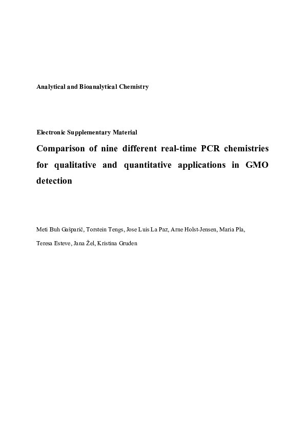 Pdf Comparison Of Nine Different Real Time Pcr Chemistries For Qualitative And Quantitative