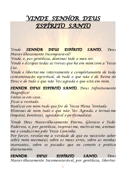 (PDF) Vinde Senhor Deus Espirito Santo Pessoal | Rubens Prado Santos - Academia.edu