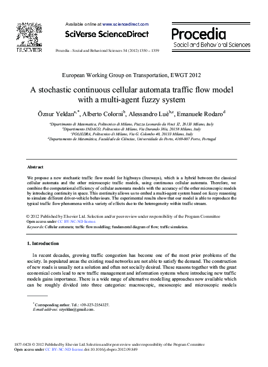 Pdf A Stochastic Continuous Cellular Automata Traffic Flow Model With