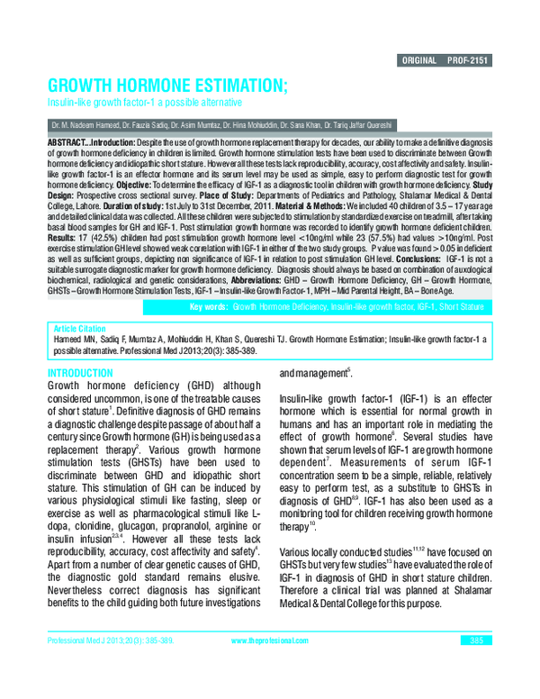 (PDF) Growth Hormone Estimation