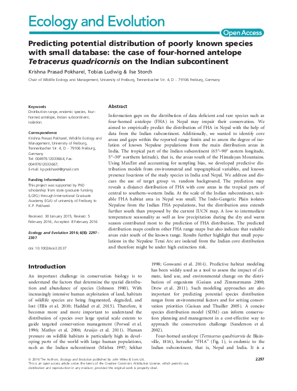 (PDF) Predicting potential distribution of poorly known species with small database: the case of ...