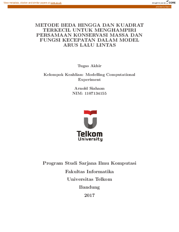 (PDF) Metode Beda Hingga Dan Kuadarat Terkecil Untuk Menghampiri Persamaan Konservasi Massa Dan ...