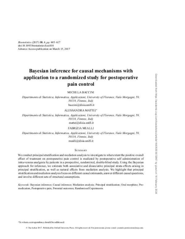 (PDF) Bayesian inference for causal mechanisms with application to a randomized study for ...