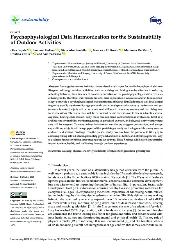 (PDF) Psychophysiological Data Harmonization for the Sustainability of Outdoor Activities