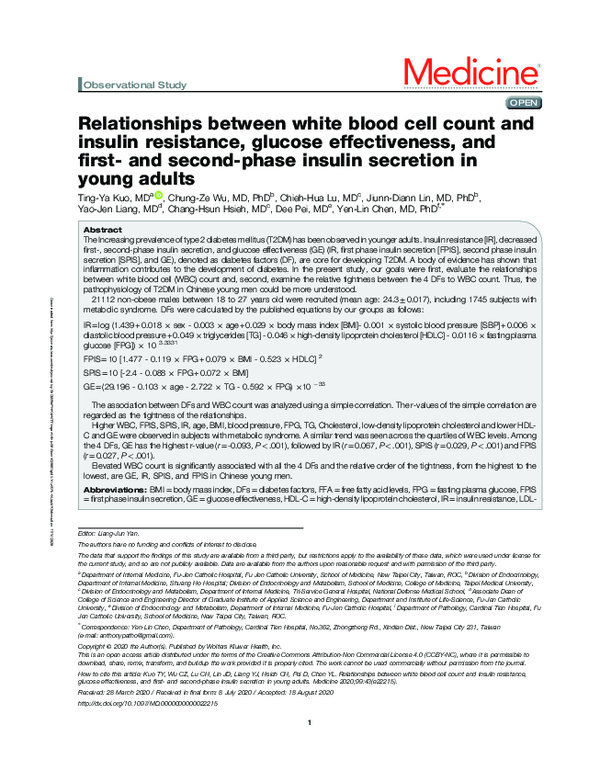 (PDF) Relationships between white blood cell count and insulin resistance, glucose effectiveness ...