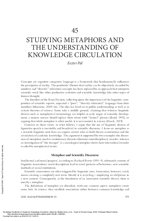 (PDF) Studying Metaphors and the Understanding of Knowledge Circulation