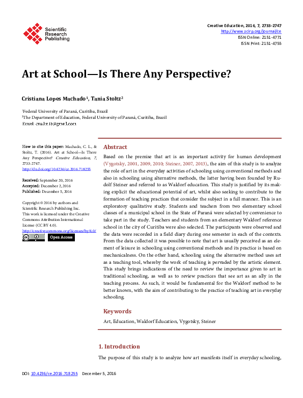 (PDF) Art at School—Is There Any Perspective?