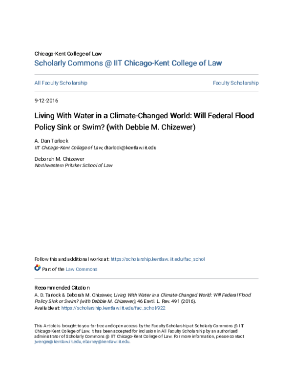 (PDF) Living With Water in a Climate-Changed World: Will Federal Flood ...