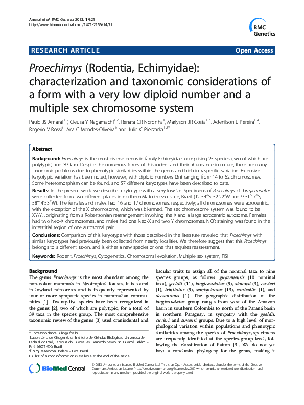 (PDF) Proechimys (Rodentia, Echimyidae): characterization and taxonomic ...