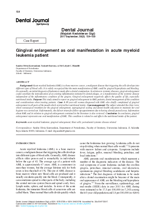 (PDF) Gingival enlargement as oral manifestation in acute myeloid ...