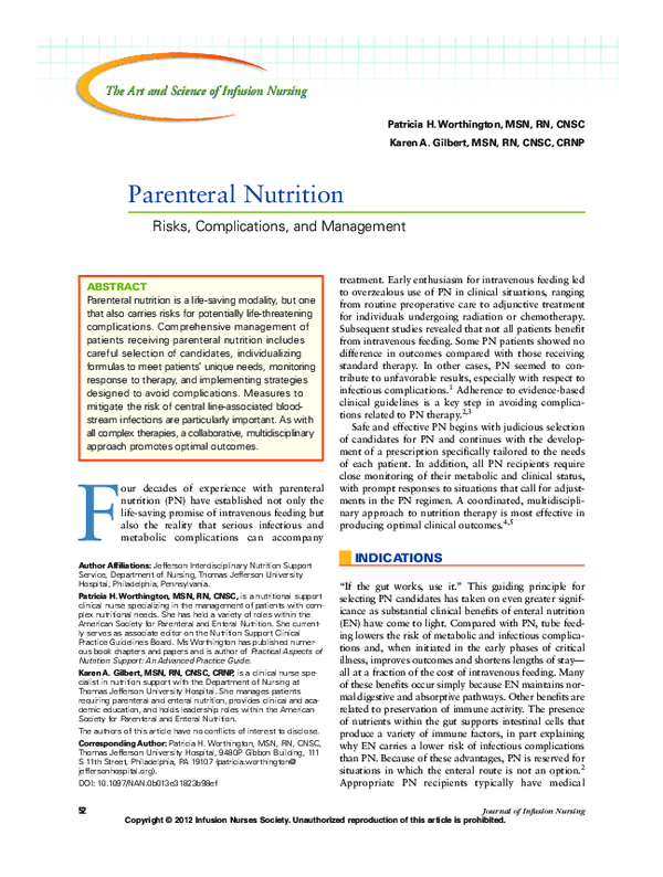 (PDF) Parenteral Nutrition