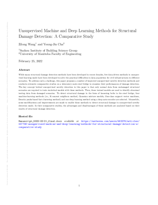 (PDF) Unsupervised Machine and Deep Learning Methods for Structural ... (PDF) Unsupervised Machine and Deep Learning Methods for Structural ...