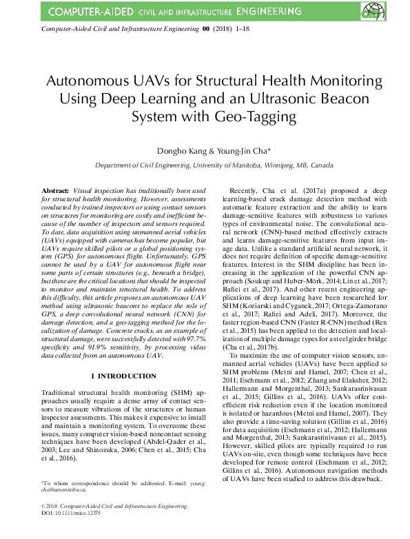 (PDF) Autonomous UAVs for Structural Health Monitoring Using Deep Learning and an Ultrasonic ...