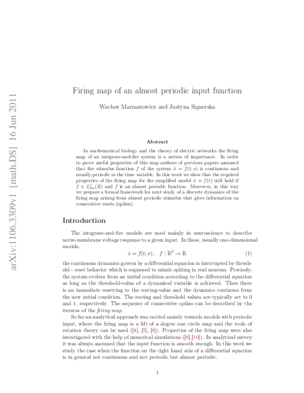 (PDF) Firing map of an almost periodic input function