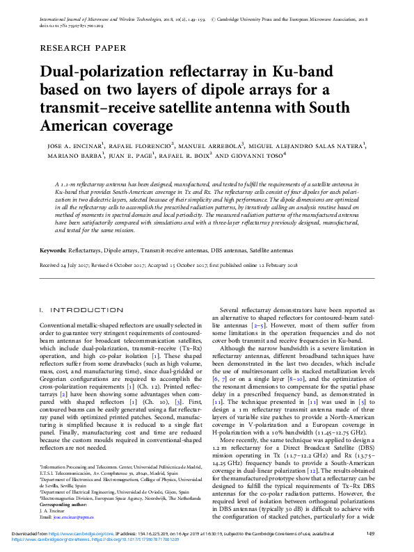 (PDF) Dual-polarization reflectarray in Ku-band based on two layers of ...