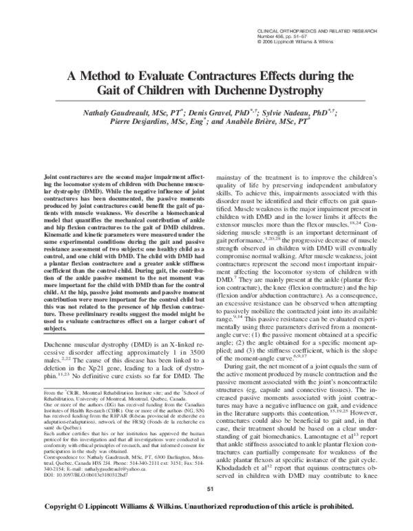 (PDF) A Method to Evaluate Contractures Effects during the Gait of ...