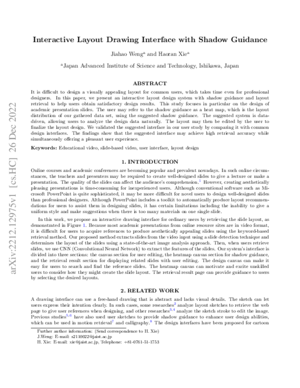 (PDF) Interactive Layout Drawing Interface with Shadow Guidance