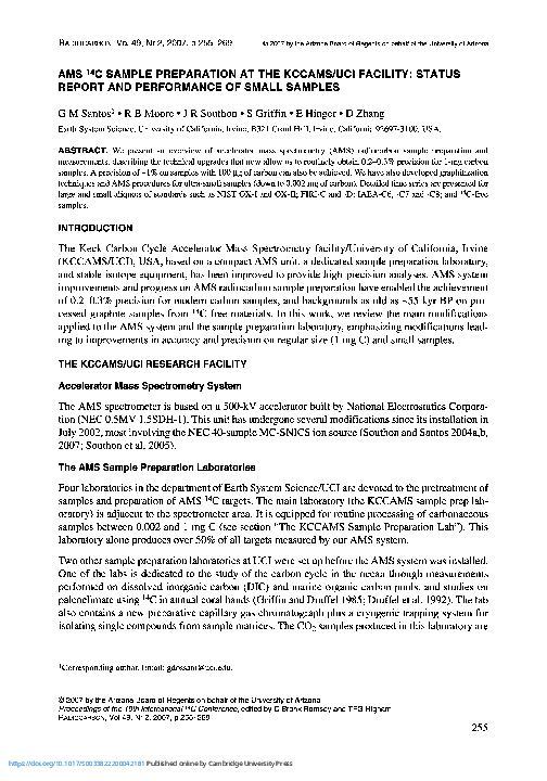 (PDF) AMS 14C Sample Preparation at the KCCAMS/UCI Facility: Status ...