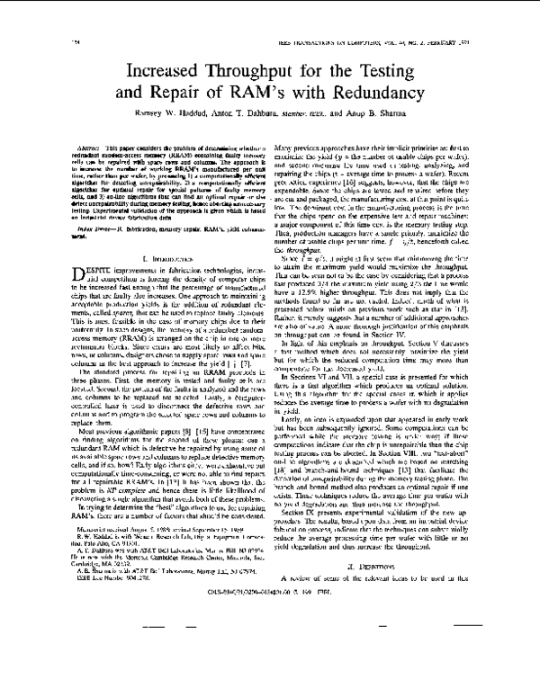 (PDF) Increased throughput for the testing and repair of RAMs with ...