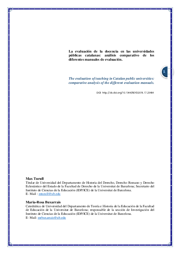 (PDF) La evaluaci n de la docencia en las universidades p blicas catalanas: an lisis comparativo ...