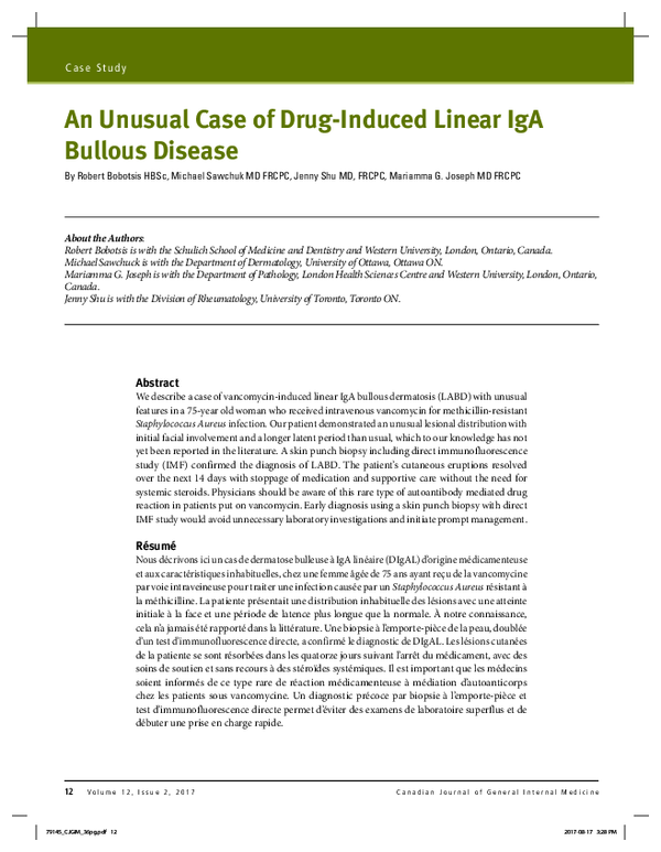 (PDF) An Unusual Case of Drug-Induced Linear IgA Bullous Disease