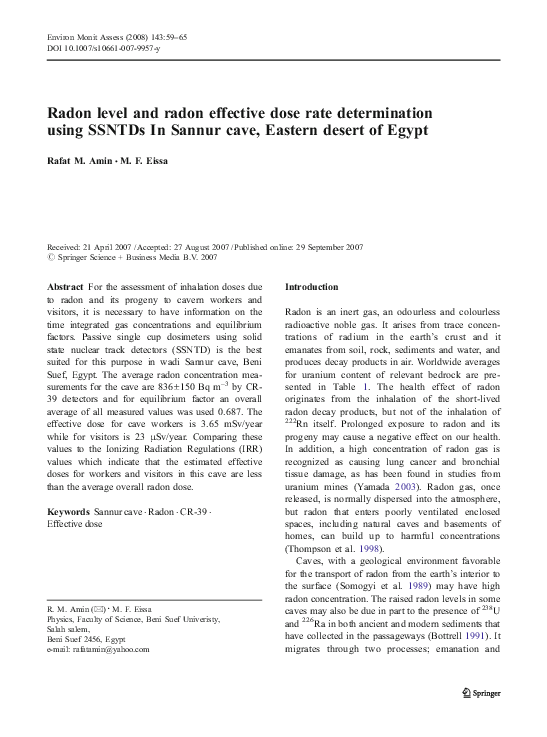 (PDF) Radon level and radon effective dose rate determination using ...