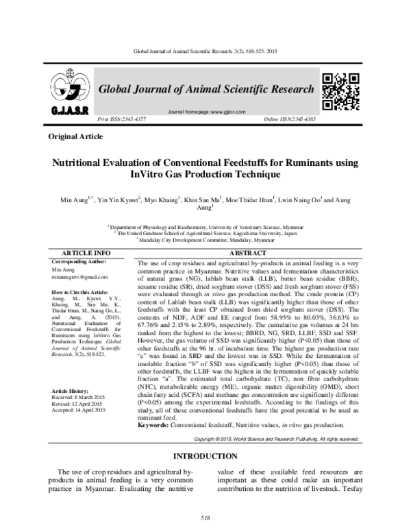 (PDF) Nutritional Evaluation of Conventional Feedstuffs for Ruminants ...
