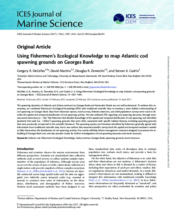 (PDF) Using Fishermen’s Ecological Knowledge to map Atlantic cod ...